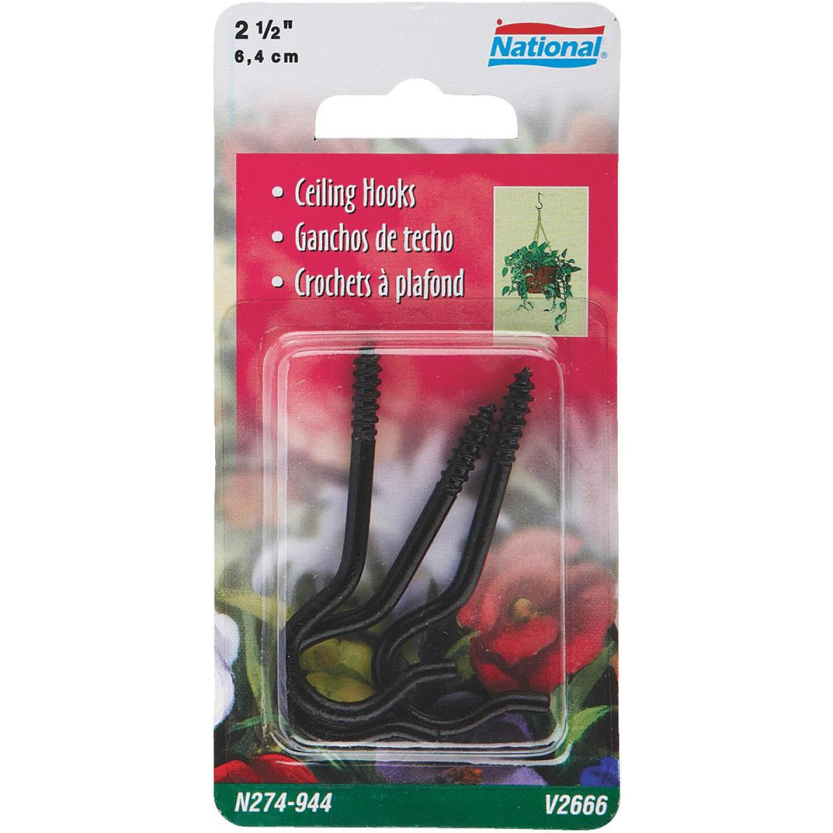 National 2-1/2 In. Black Ceiling Hook (3 Pack) - Watkinsville, GA ...